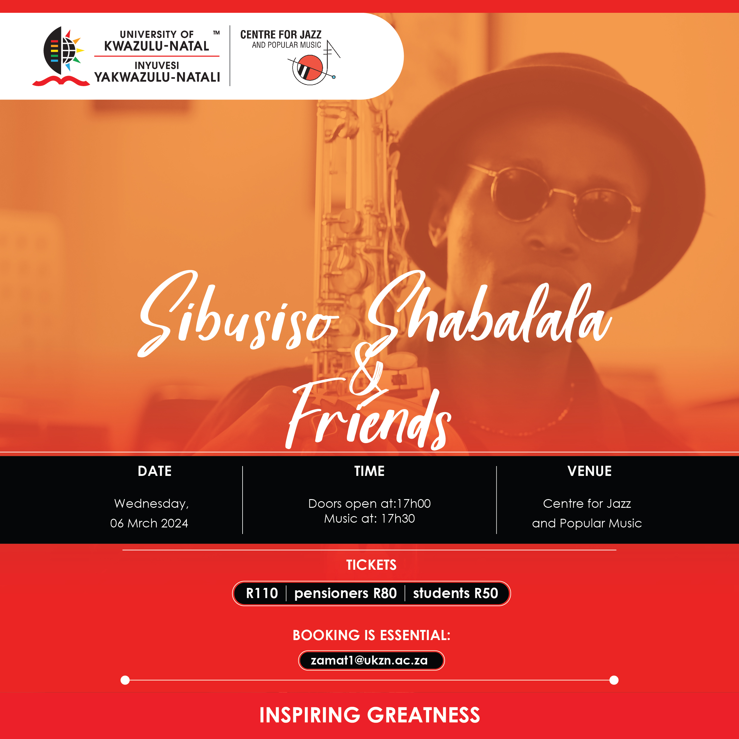 Sibusiso Shabalala and friends live at Centre for Jazz and Popular ...